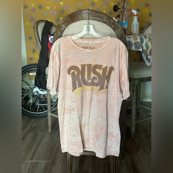 Shirts | Rush Graphic Tshirt In Peach And Brown | Poshmark